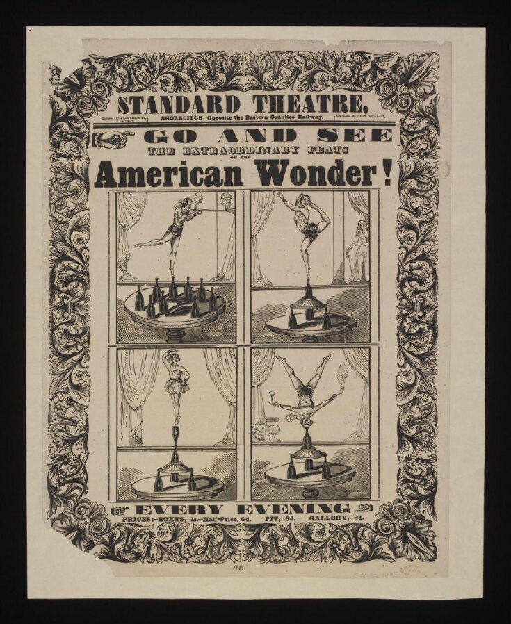 Poster advertising The American Wonder at the Standard Theatre, 1849 ...