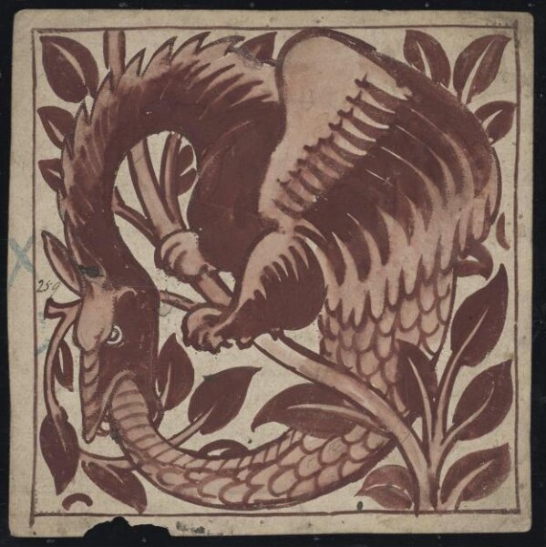'Uroborus' tile design | William De Morgan | V&A Explore The Collections