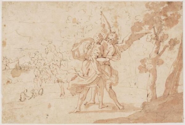 Abraham wrestling with the Angel | Schiavone, Andrea | V&A Explore The ...