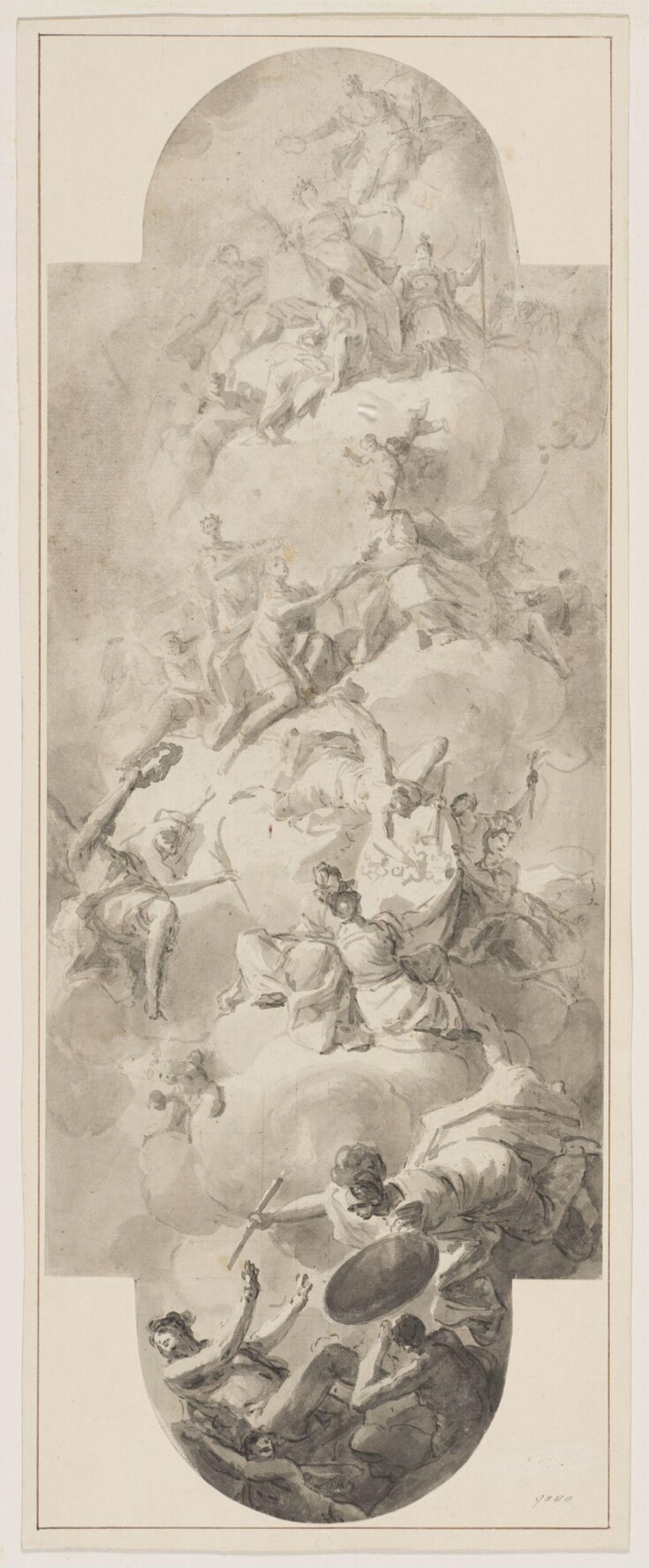 Ceiling design, showing the Bourbon arms supported by Virtues, and the ...