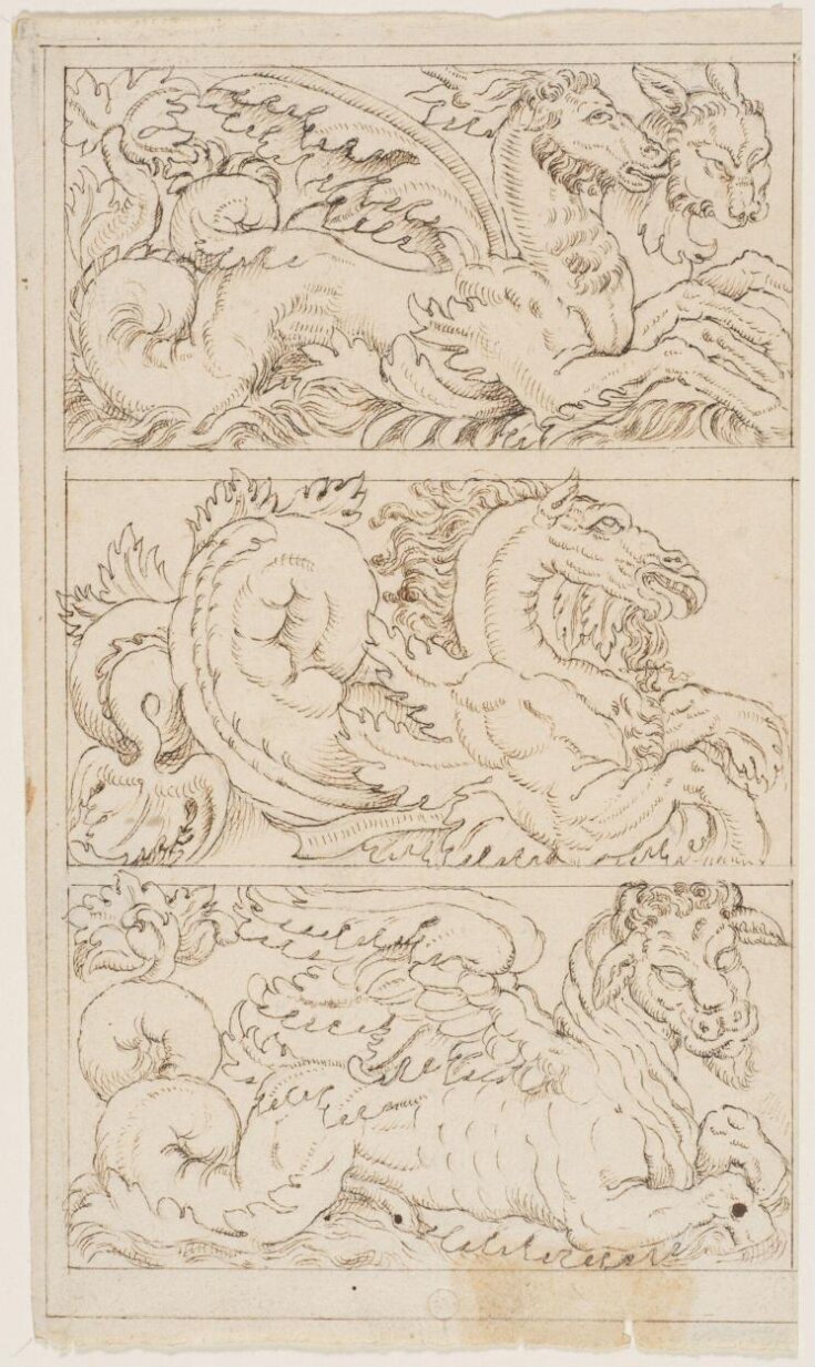Designs (6 or 2 sheets) for grotesque animals for friezes | V&A Explore ...