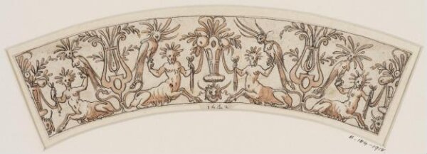 Design for a Circular Border with Grotesque Ornament and Mythical ...