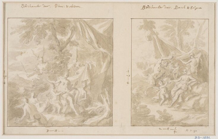 Two designs for overdoor paintings depicting Diana and Acteon (left ...