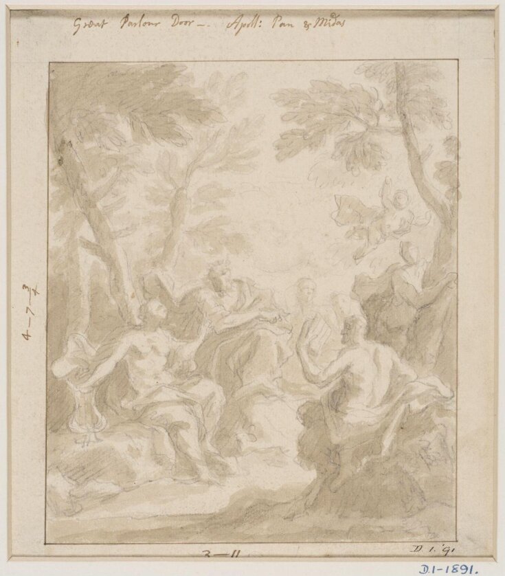 Design for an overdoor painting depicting Apollo, Pan and Midas ...