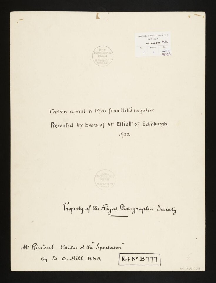 Portrait of Mr Rintoul | Hill, David Octavius | Adamson, Robert | V&A ...