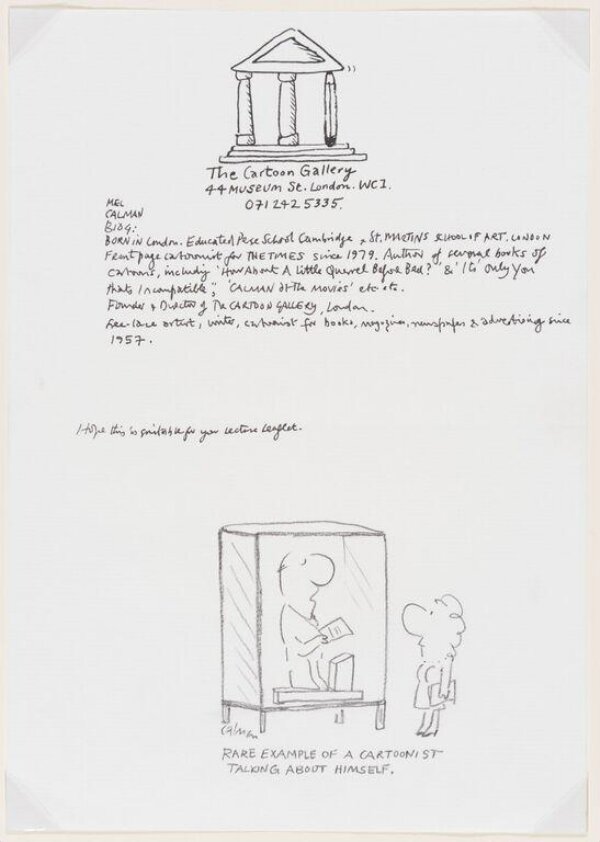 Rare Example of a Cartoonist Talking about Himself | Mel Calman | V&A ...
