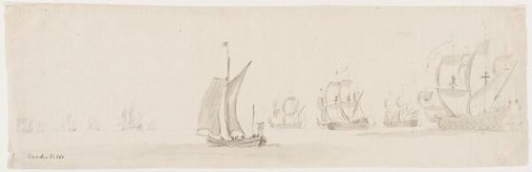 A galliot with the Dutch fleet before the wind on the voyage to Bergen ...