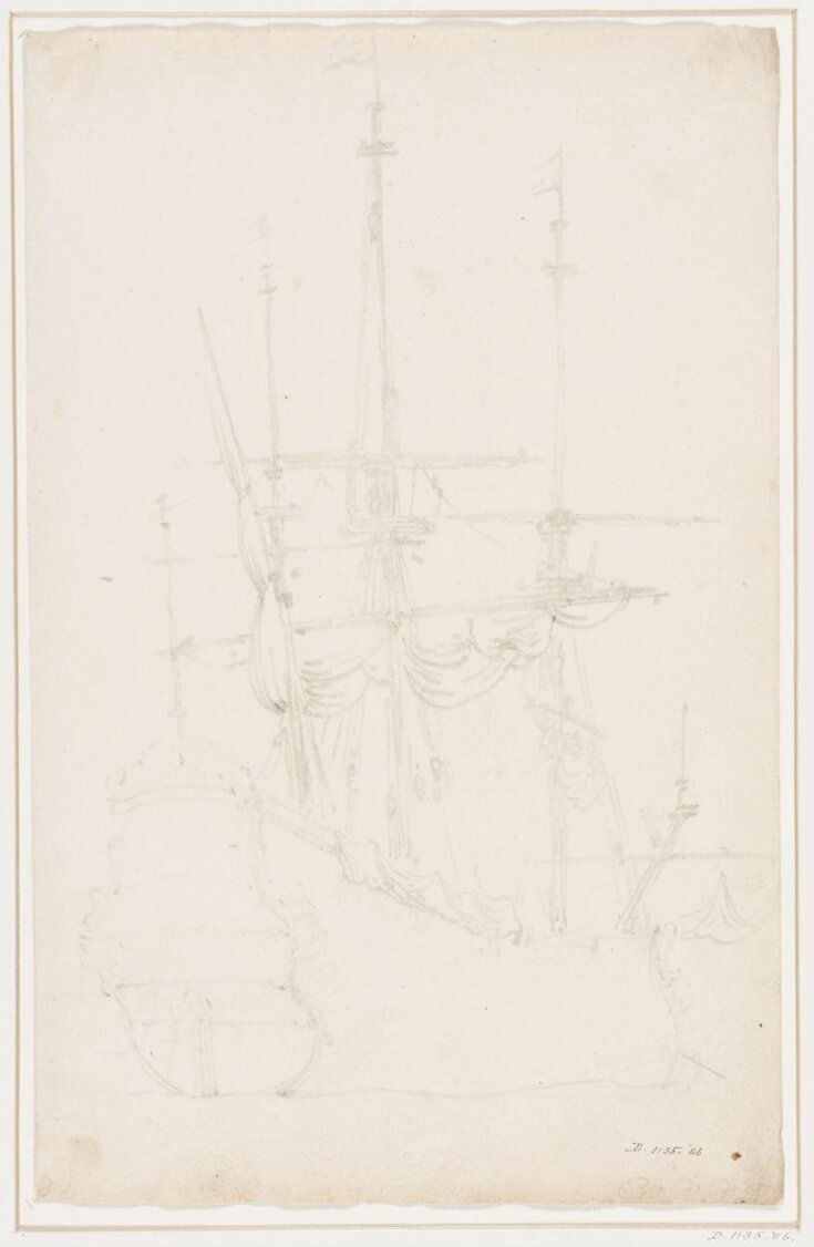 Stern view of a Dutch sailing ship at anchor | willem van de velde | V ...