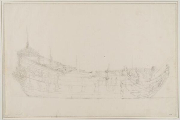 Hull of the Dutch Ship Delft; Broadside View | van de Velde, Willem ...
