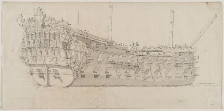 Hull of a French Two-Decker; Quarter View | van de Velde, Willem (the ...