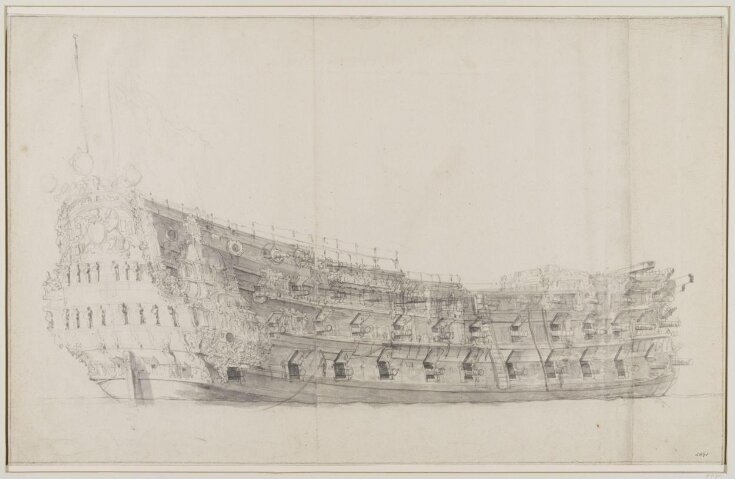 Hull of an English Three-Decker; from Astern, Starboard Side | van de ...