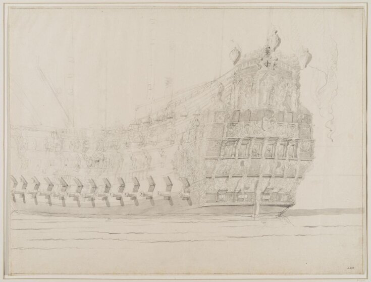 Hull of an English Three-Decker; from Astern, probably Fanciful | van ...