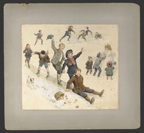 Boys playing in snow | Nister, Ernest | Thompson, G. H. | V&A Explore ...