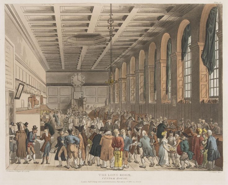 The Long Room, Custom House | Thomas Rowlandson | Augustus Charles ...