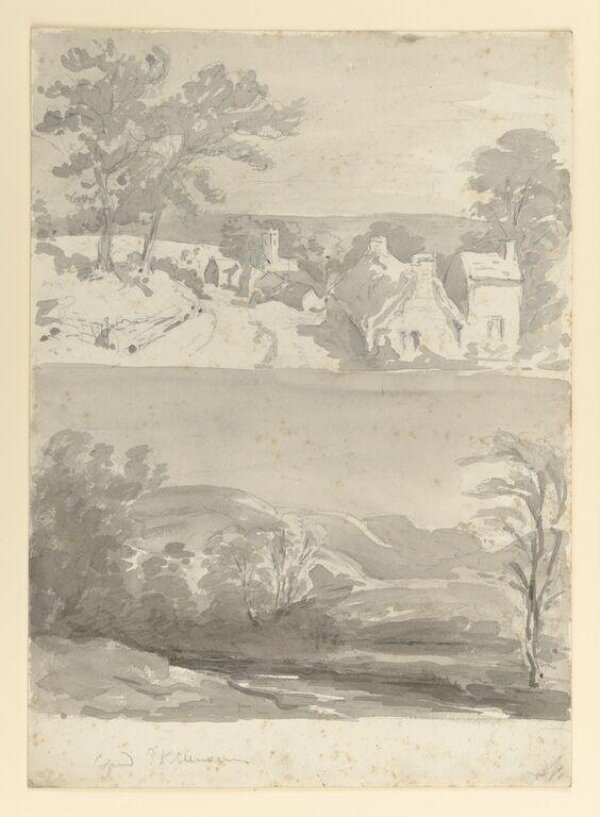 'Entrance to the Village of Edensor' and 'View of Derbyshire' after ...