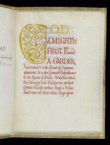 Of Gardens, calligraphy by Edward Johnston | Johnston, Edward | Bacon ...