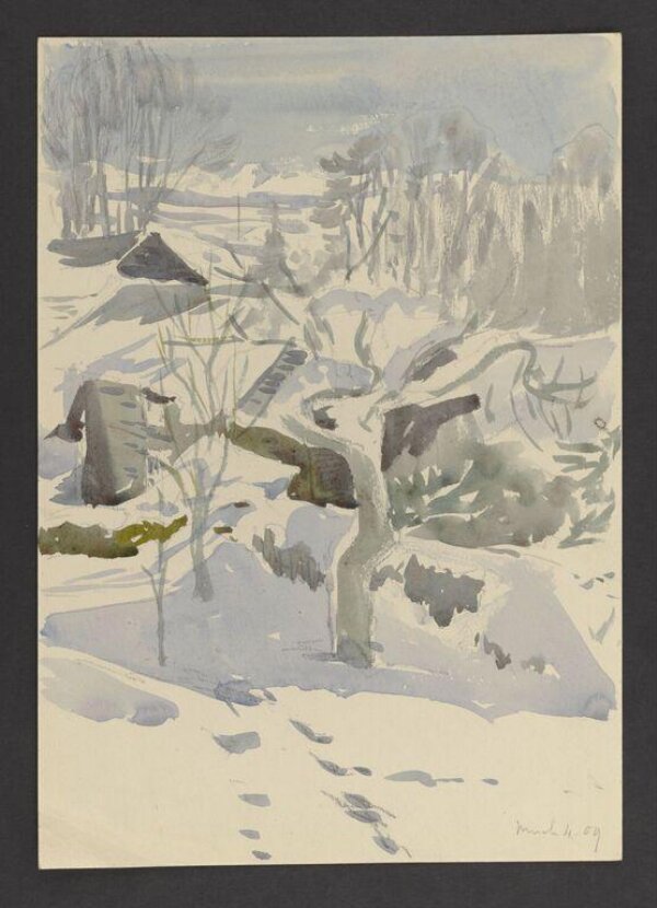 Trees and roofs in snow | Beatrix Potter | V&A Explore The Collections