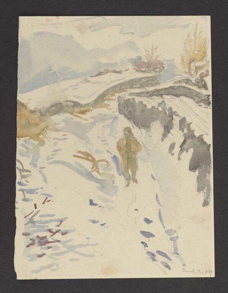 A man walking through a snowy landscape | Beatrix Potter | V&A Explore ...
