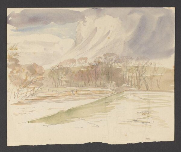 A lake and trees beneath a stormy sky | Beatrix Potter | V&A Explore ...