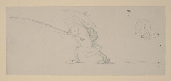 Study for 'the frog goes fishing' and sketch of a rabbit licking its ...