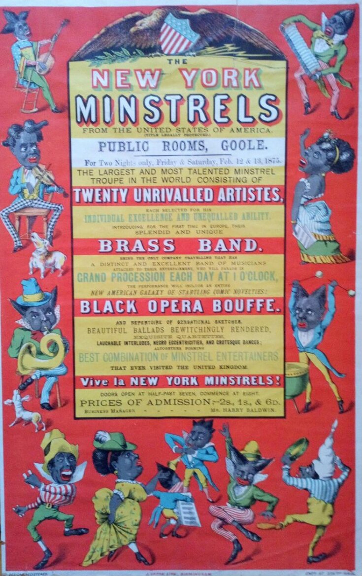 Poster advertising the New York Minstrels from the United States of ...