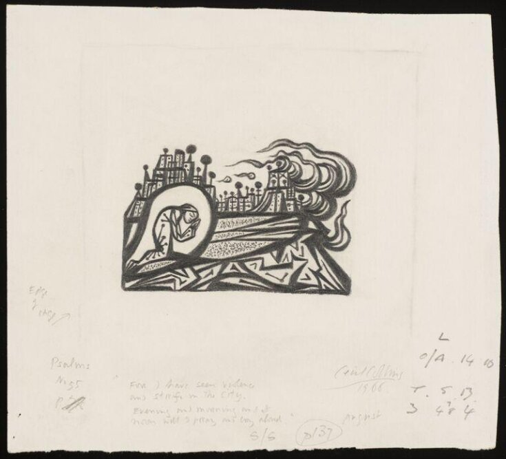 Illustration to Psalm 55 "To the chief musician of Neginoth, Maschil, A ...