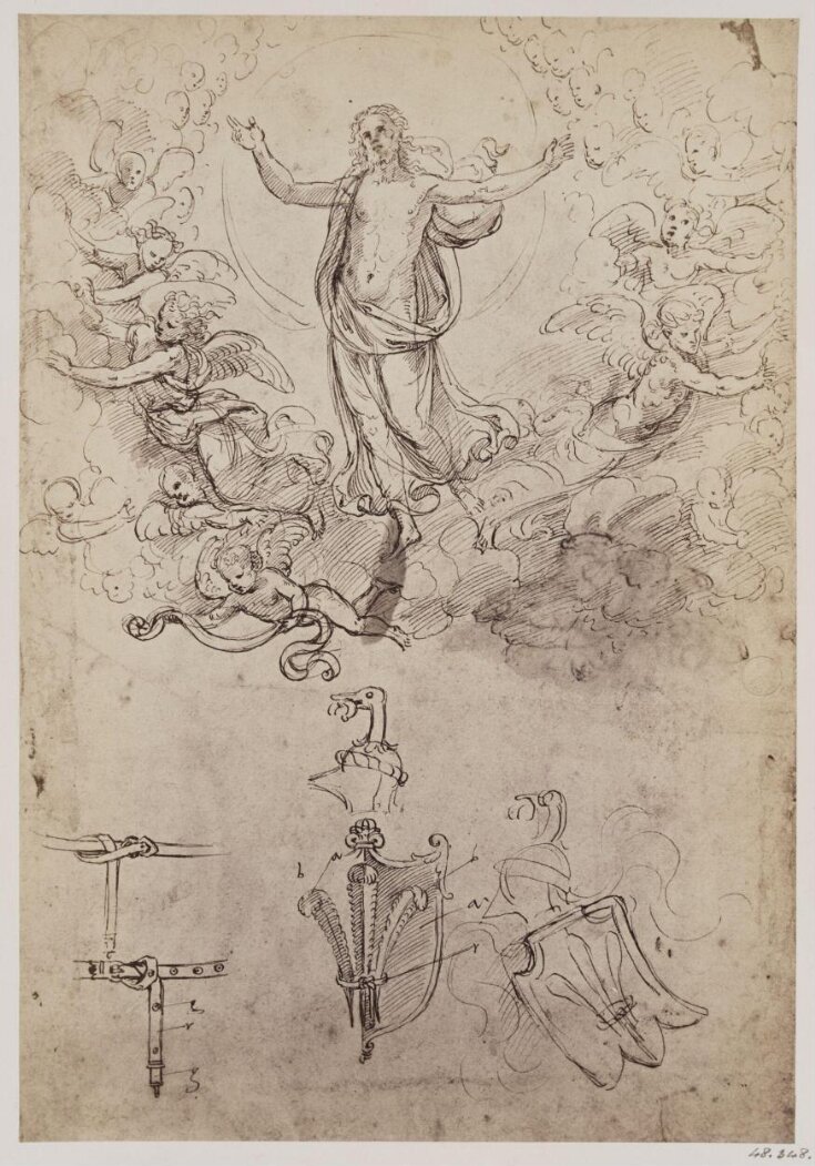 Christ in Glory surrounded by angels with studies of heraldry | Bingham ...