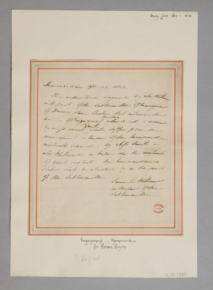 Contract | Whitbread, James C. | V&A Explore The Collections