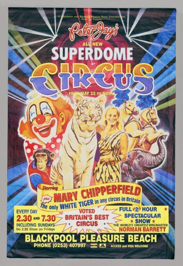 Poster advertising Peter Jay's Superdrome Circus at Blackpool Pleasure ...