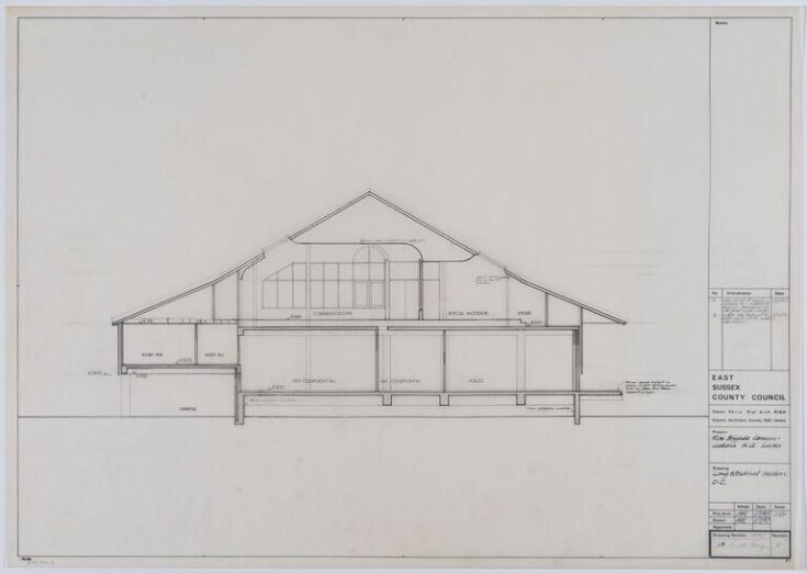 Architectural drawing of Lewes Fire Brigade Communications H.Q ...