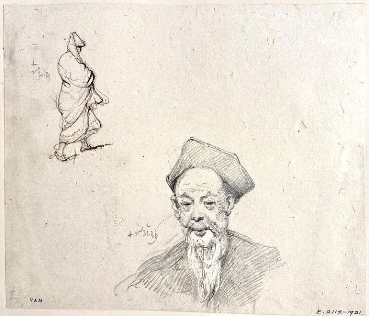 Studies of a bearded Chinese man and a Macanese woman | George Chinnery ...