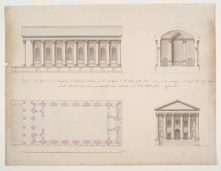 Drawing of a model of a church | Cockerell | V&A Explore The Collections