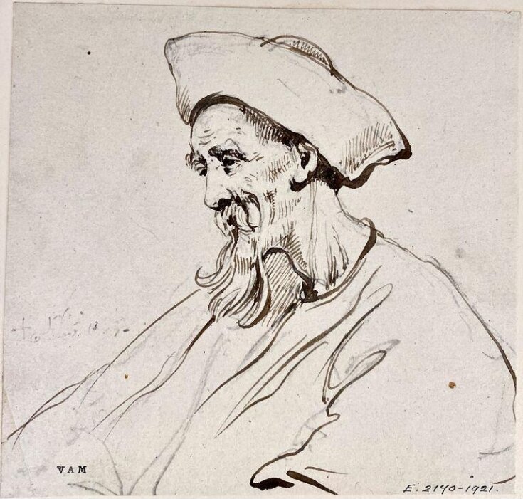 Head and shoulders of a bearded Chinese figure in left profile | George ...