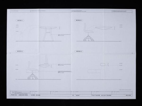 Design sections for desk designed by Future Systems for Jonathan ...