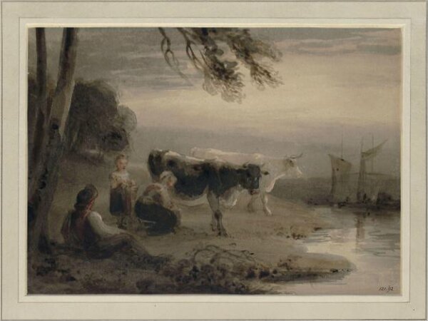 Landscape with figures and cows | Westall, Richard RA | V&A Explore The ...