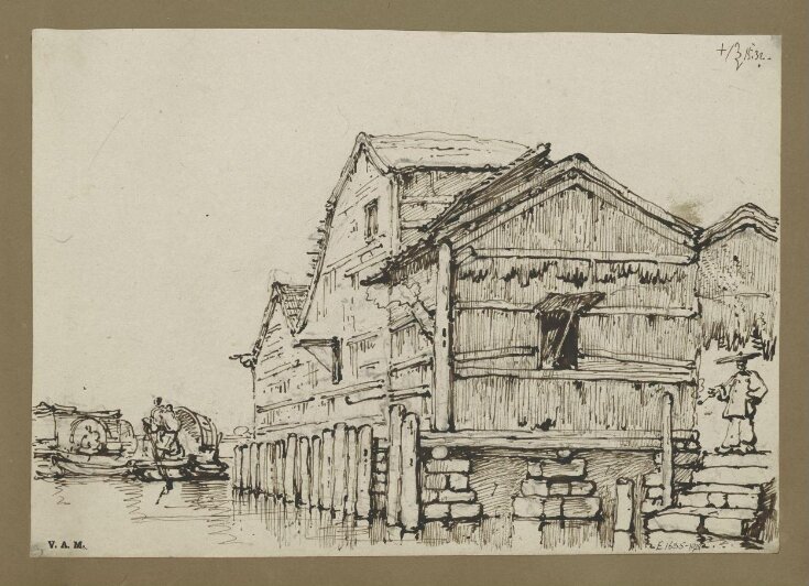 A waterside building, Macau, raised on stone blocks | George Chinnery ...