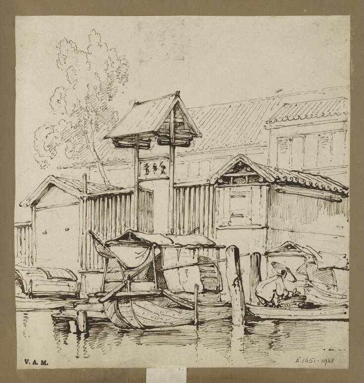 Tanka boats by a gateway at the water's edge, Macau | George Chinnery ...