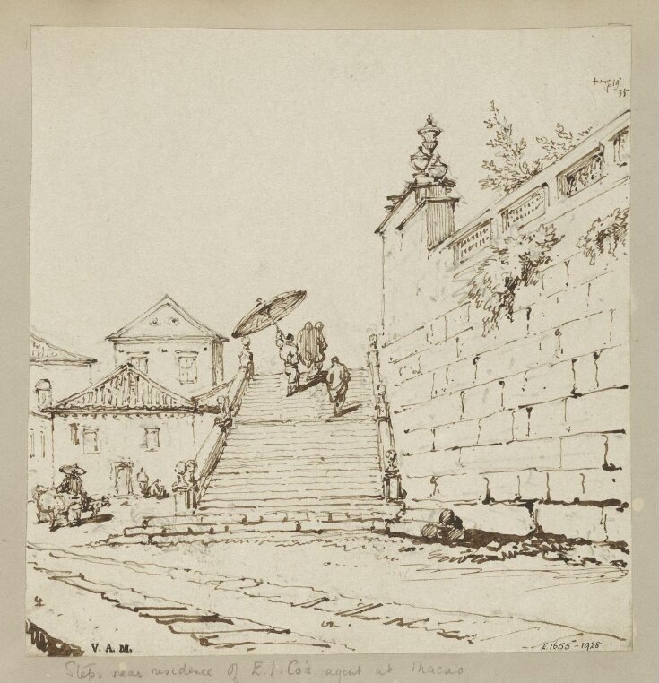 The steps and wall of S. Lourenço Church, Macau | George Chinnery | V&A ...