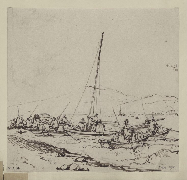 Tanka boats in shallow water near the shore | George Chinnery | V&A ...