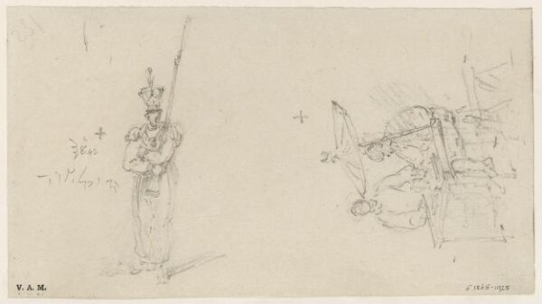 A soldier holding a musket, and a Chinese foodstall | George Chinnery ...