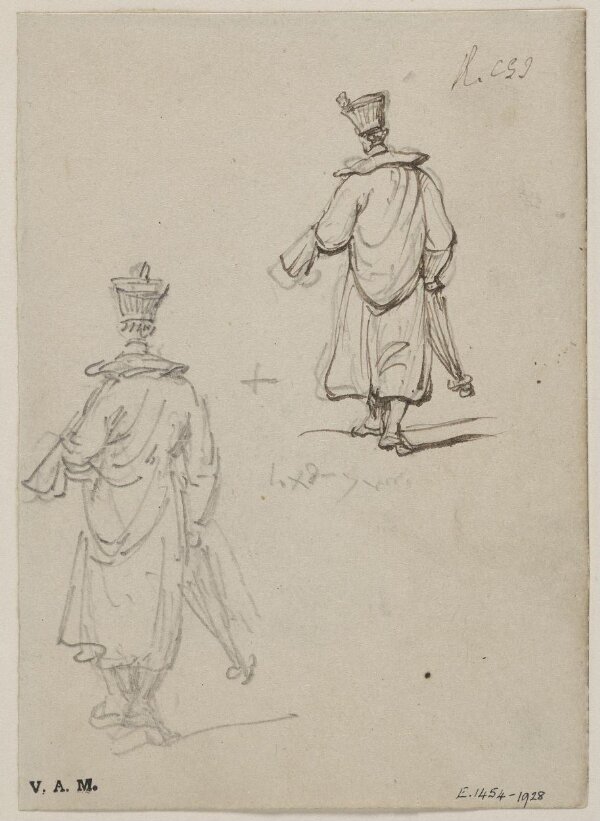 Two drawings of a priest seen from behind | George Chinnery | V&A ...