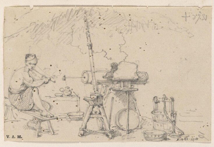 A Chinese blacksmith at his forge | George Chinnery | V&A Explore The ...